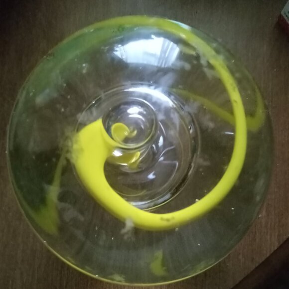 Source Unknown | Art | Vintage Round Glass Yellow Swirl Glass Inside ...